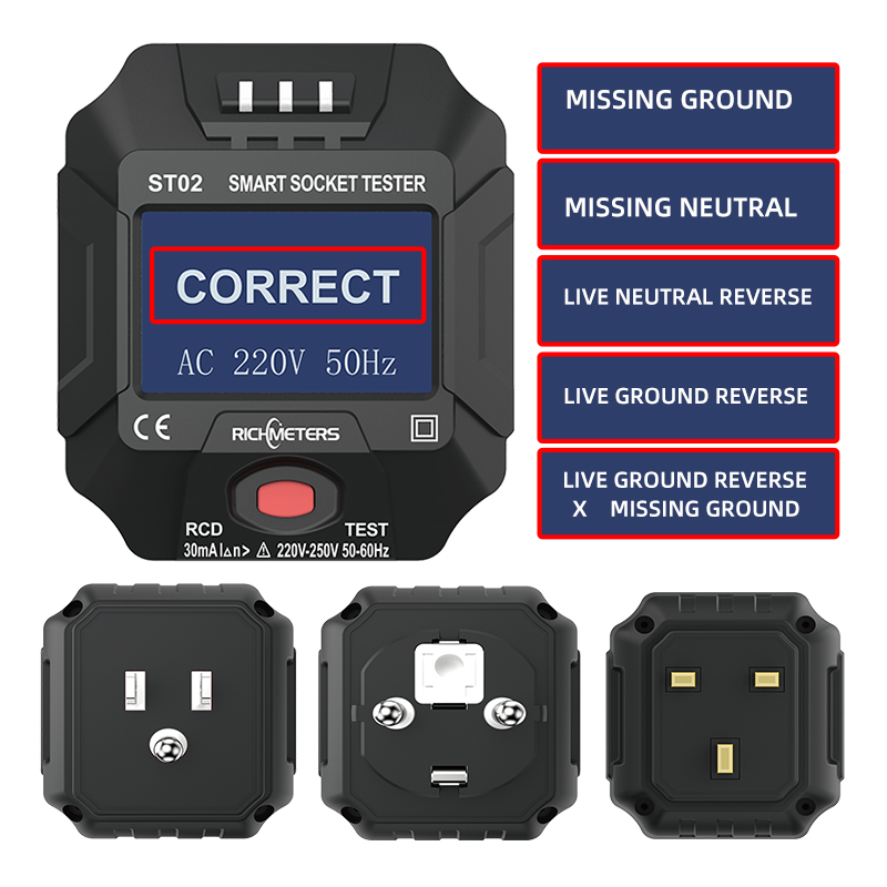 ST02 Digital Socket Tester - RICHMETERS.COM